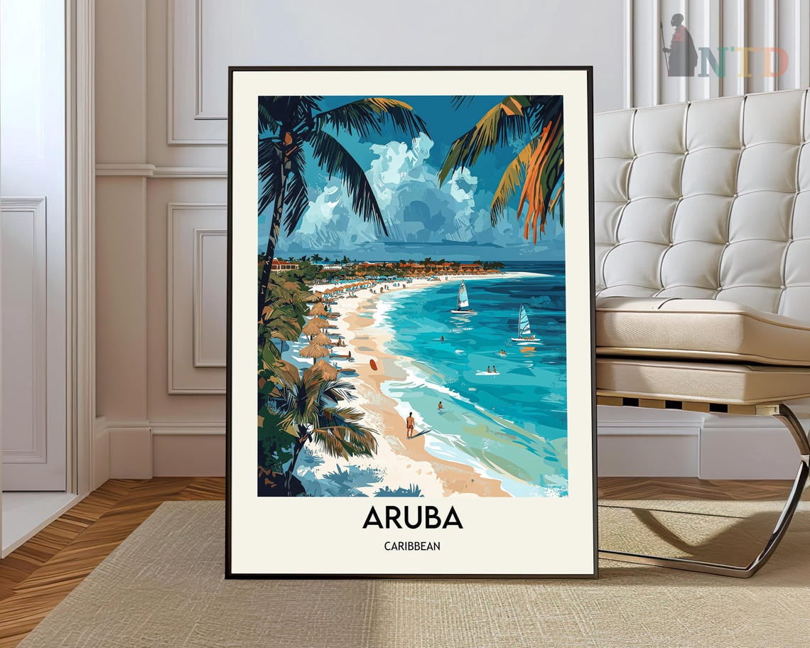 Aruba Print, Aruba Photo Poster, Aruba Travel Wall Art, Aruba Map Print ...