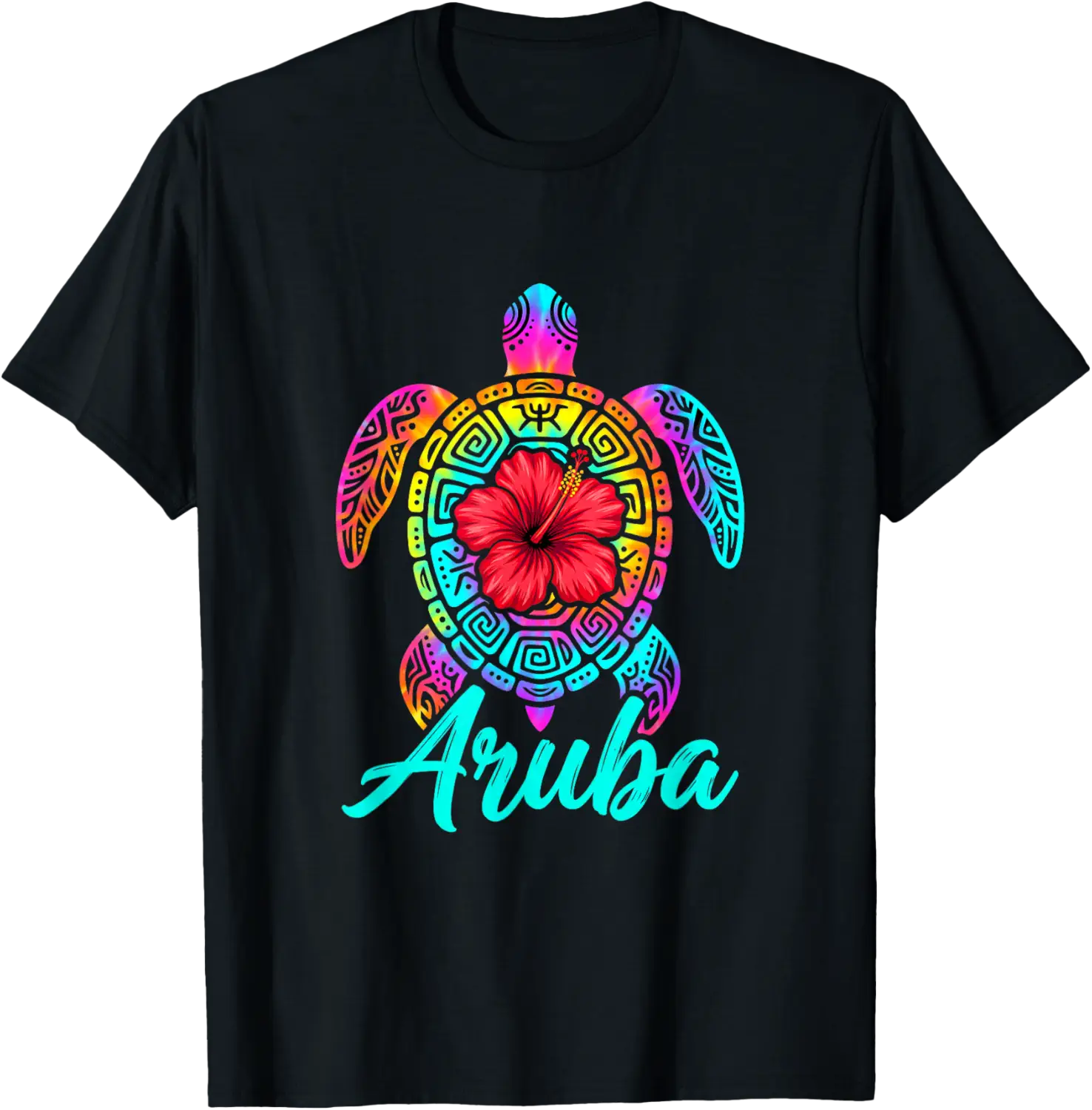 Aruba Sea Turtle Hibiscus Tropical Art T-Shirt - Walmart.com