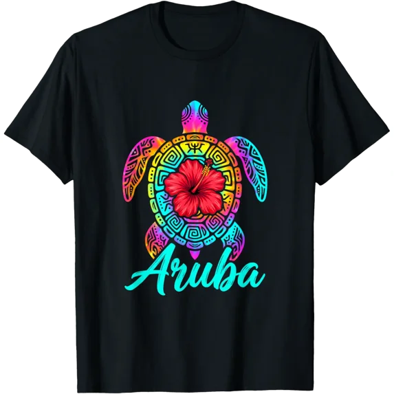 Aruba Sea Turtle Hibiscus Tropical Art T-Shirt - Walmart.com