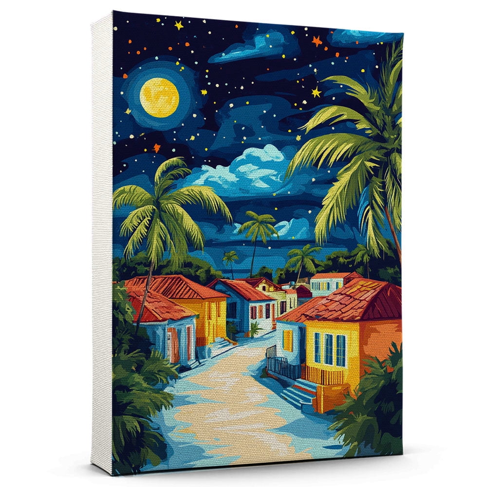 Aruba Travel Canvas Art Print, South America Wall Canvas Starry Night ...