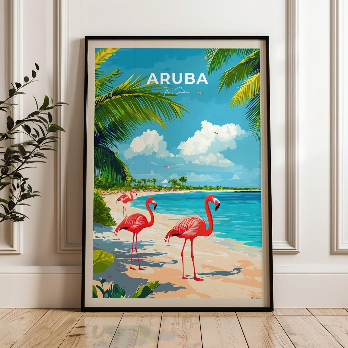 Aruba Travel Poster - The Caribbean Wall Art Print, Illustration ...