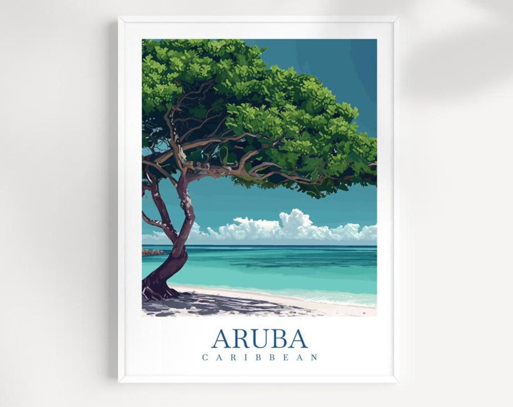 Aruba Travel Print Wall Art Caribbean Wall Hanging Aruba Home Décor ...