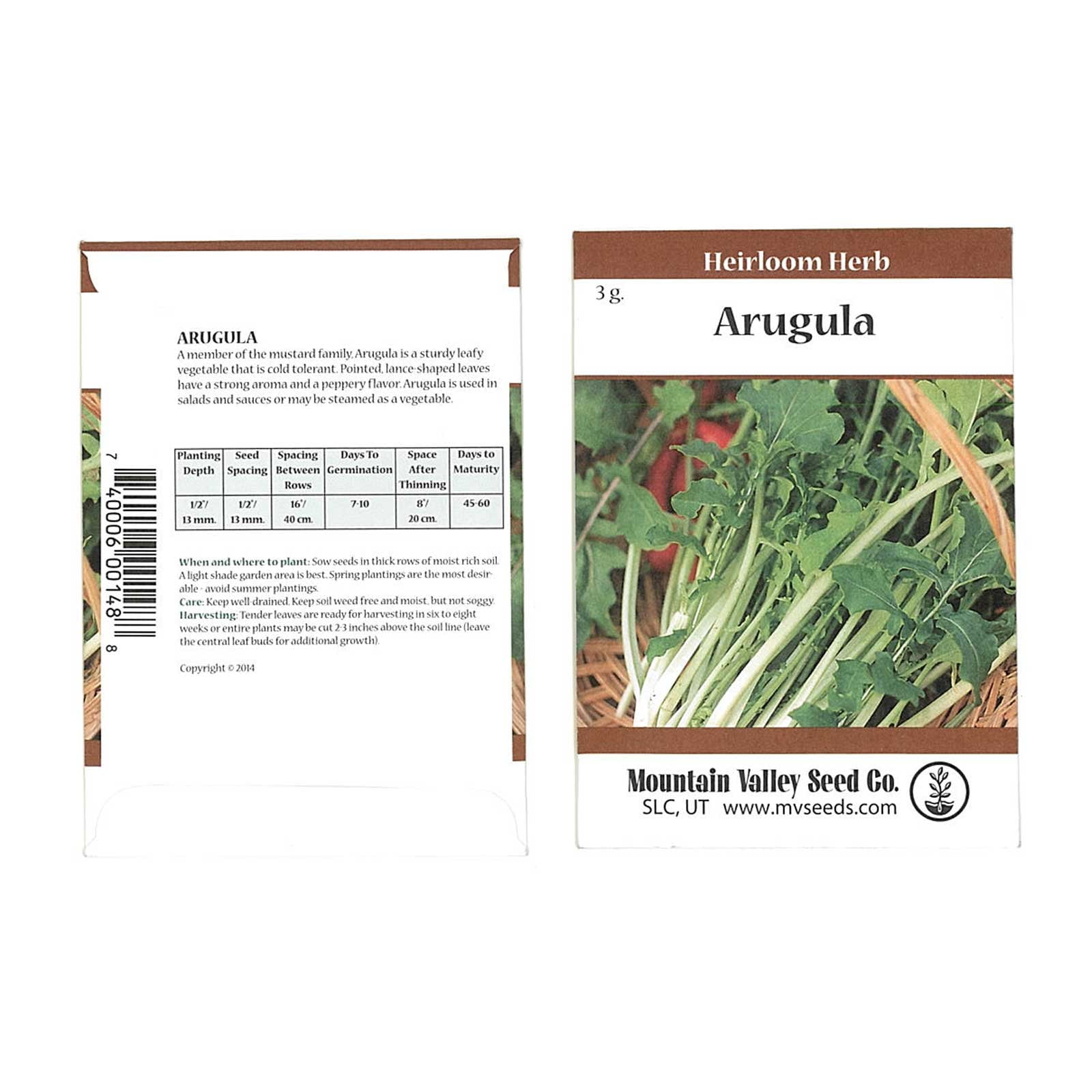 Arugula Garden Seeds - Slow Bolt - 3 Gram Packet - Organic, Heirloom ...