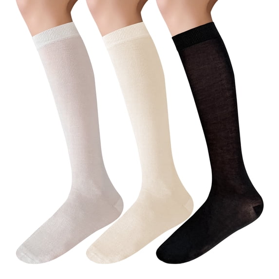 Arukora Women’s Thin Silk Blend Knee High Socks, US Shoe Size 5-9, 3 ...