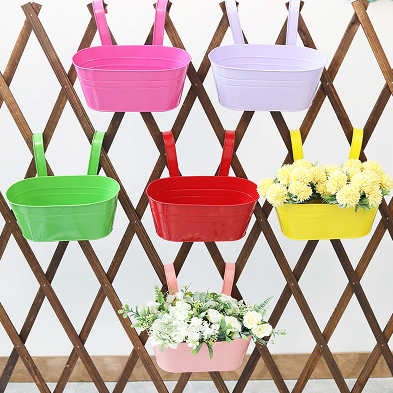 Aruwei 4 Pcs Iron Hanging Flower Pots Wall Planters with Detachable ...