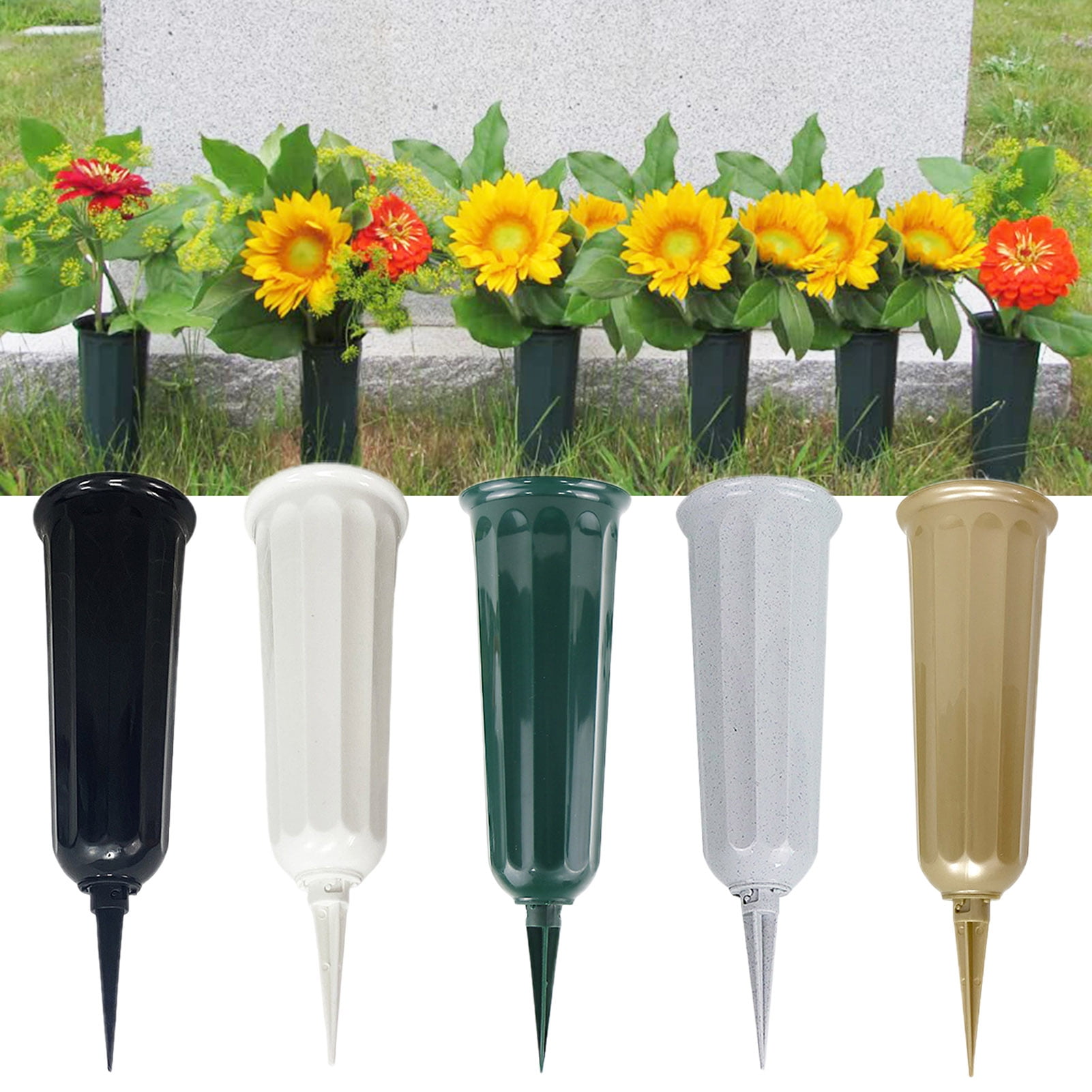 Aruwei 6 Pcs Cemetery Vase Memorial Floral Vase Headstones Flower ...