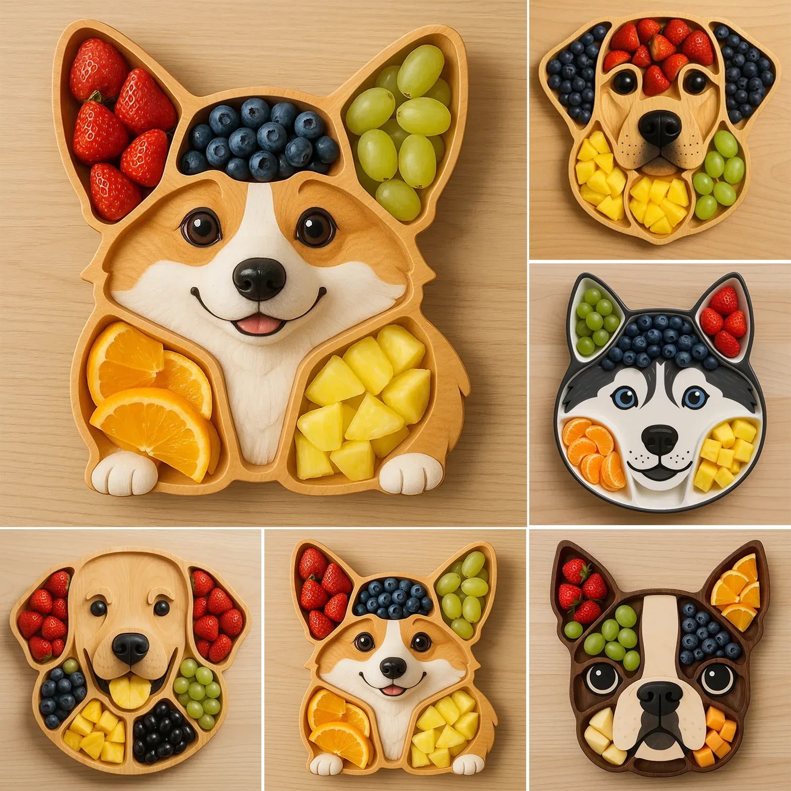 Aruwei Charcuterie Platter with Compartments Dog Themed Appetizer Tray ...
