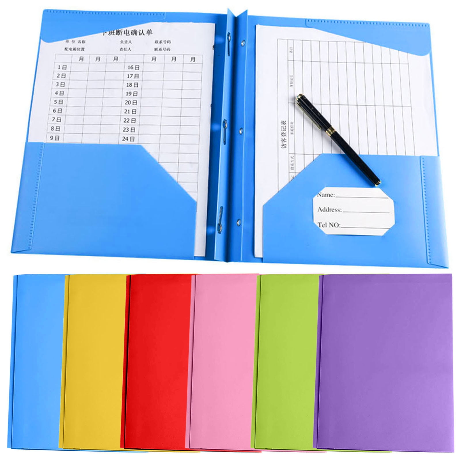 Aruwei File Holder, 1/6Pcs File Folder with Prongs Dual Pocket Design ...