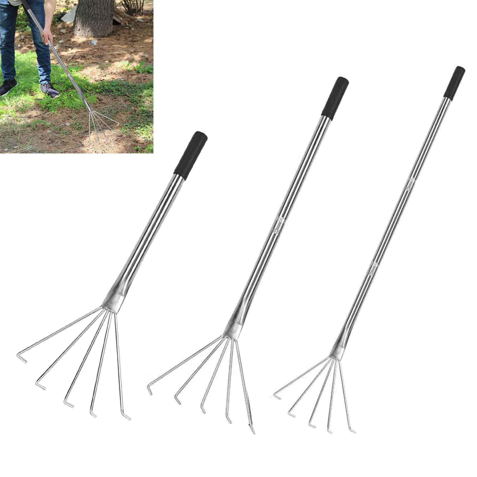 Aruwei Handheld Weeding Rake Stainless Steel Hand Rake with 5 Teeth ...