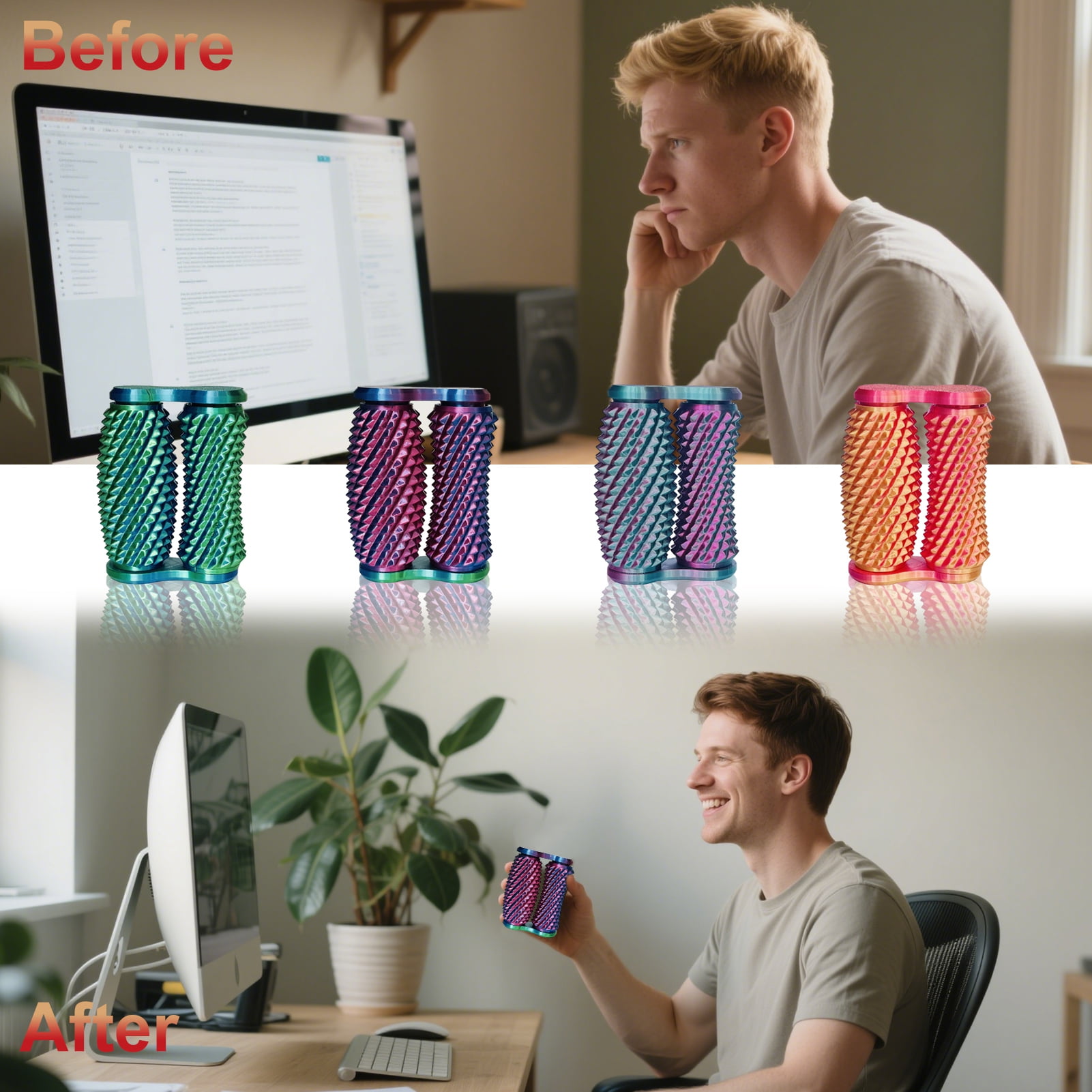 Aruwei Little Ouchies Fidget, Handheld Roller Toy 3D Printed Spiky ...