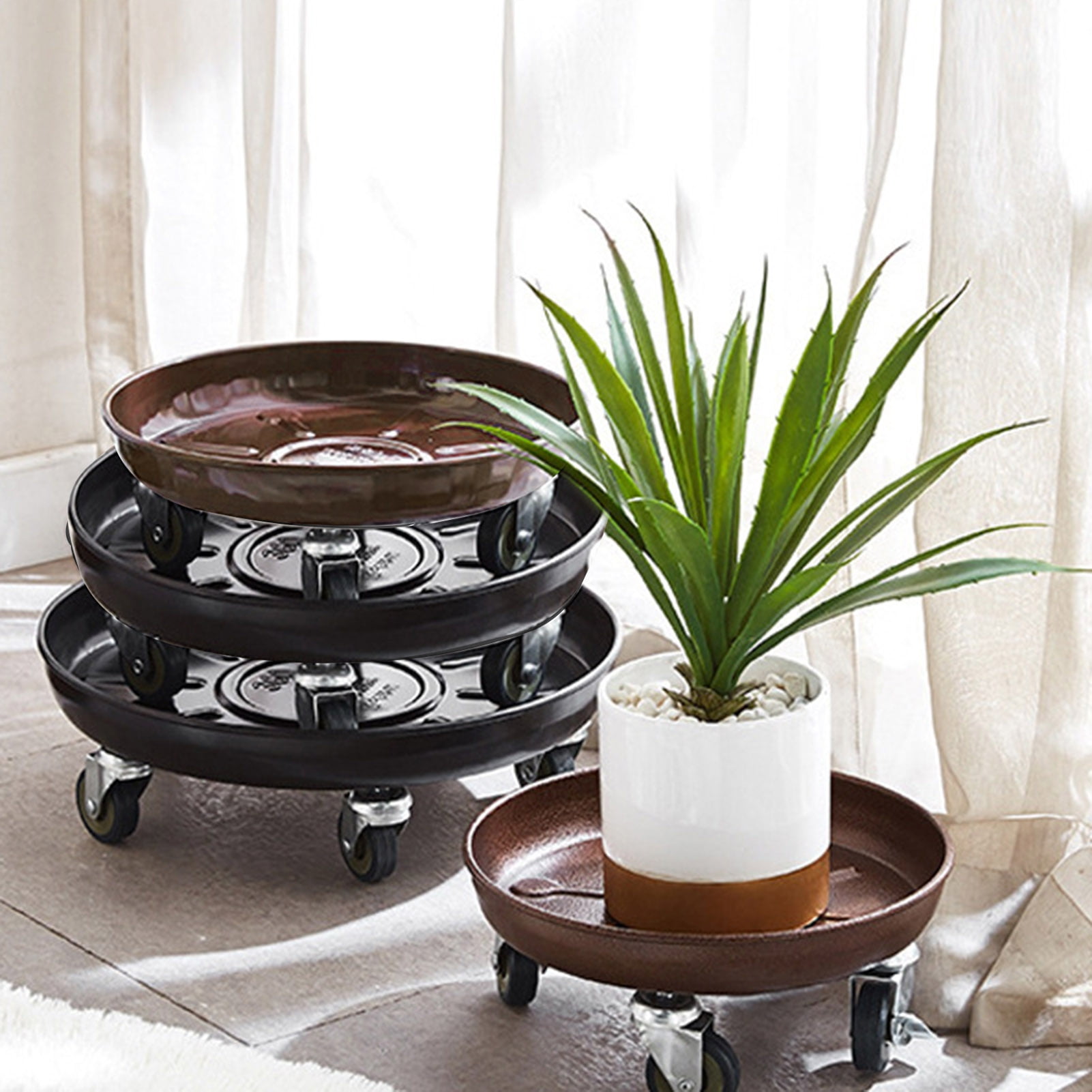 Aruwei Metal Plant Caddy with Wheels Heavy Duty 360-degree Rolling ...