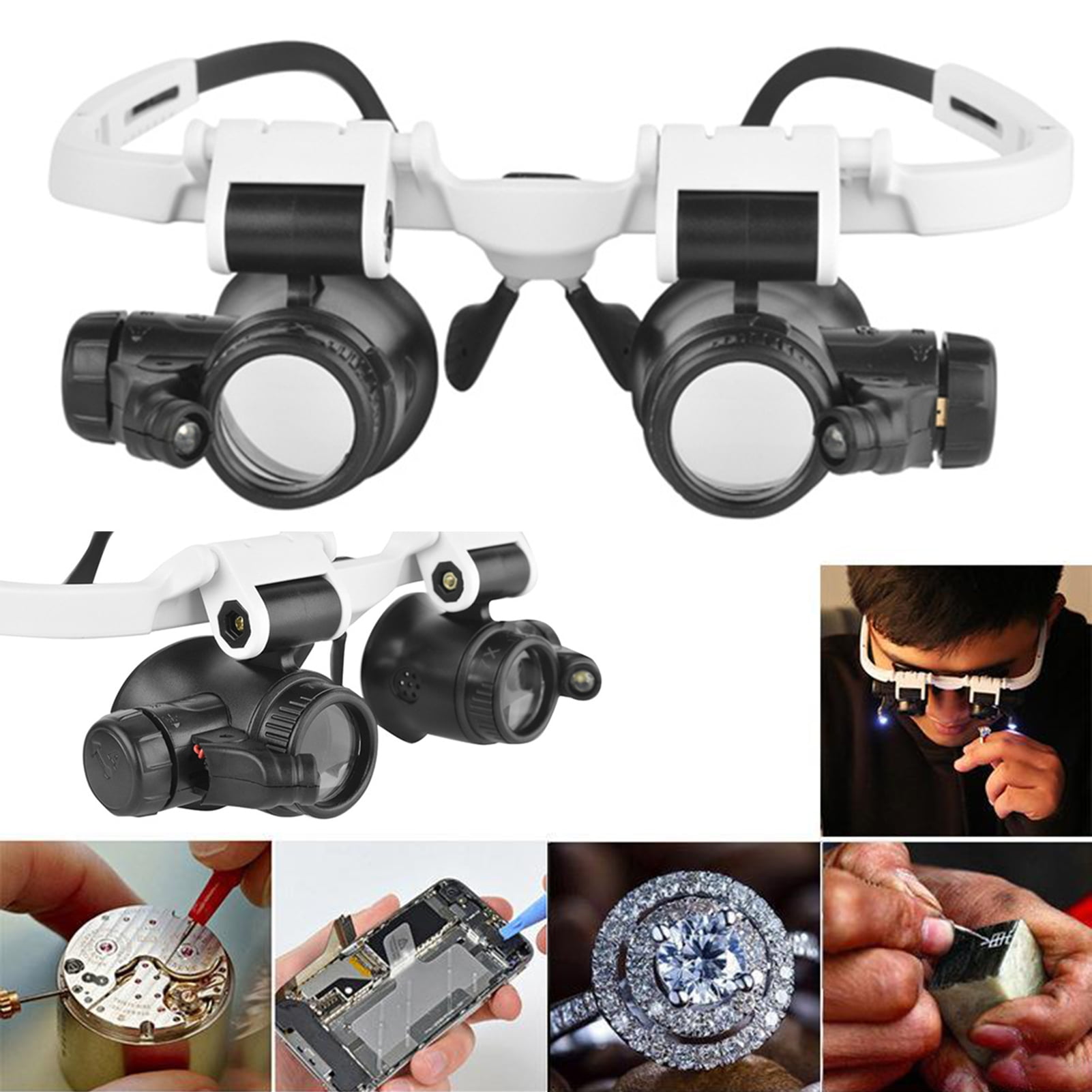 Aruwei Portable Magnifier Magnifier Glasses with LED Light Enhanced ...