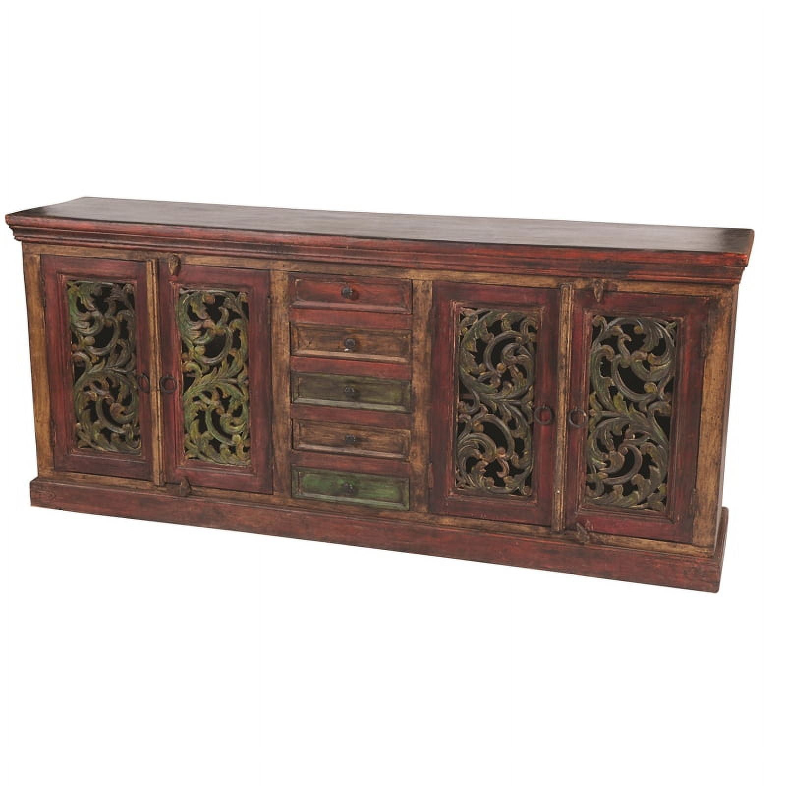 Arvada Solid Wood 4-Door and 5-Drawer Solid Wood Buffet in Brown ...