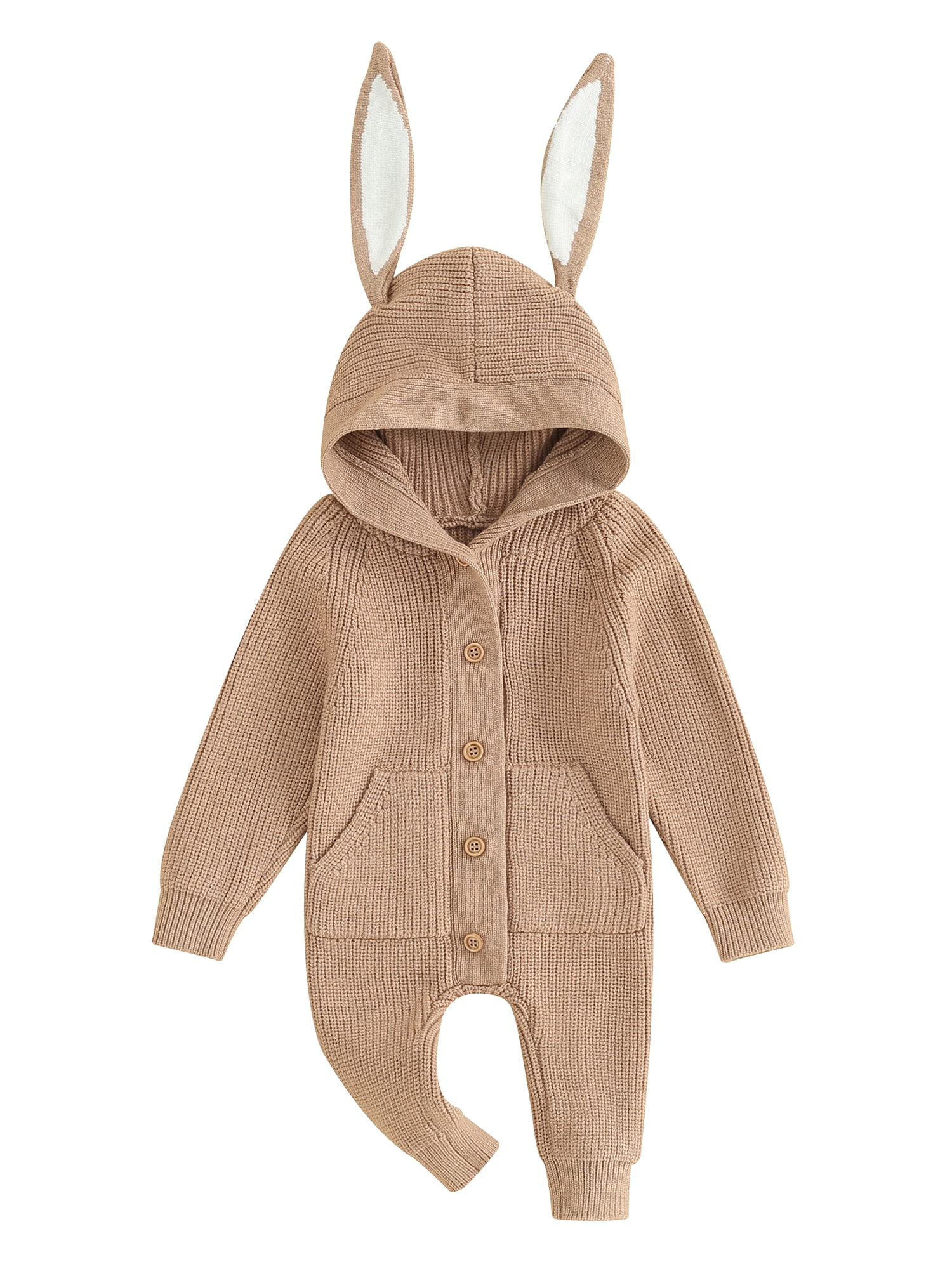 Arvbitana Baby Girls Boys Knit Hooded Jumpsuit 3M 6M 12M 18M Long Sleeve Bunny Ears Hood Rompers ...