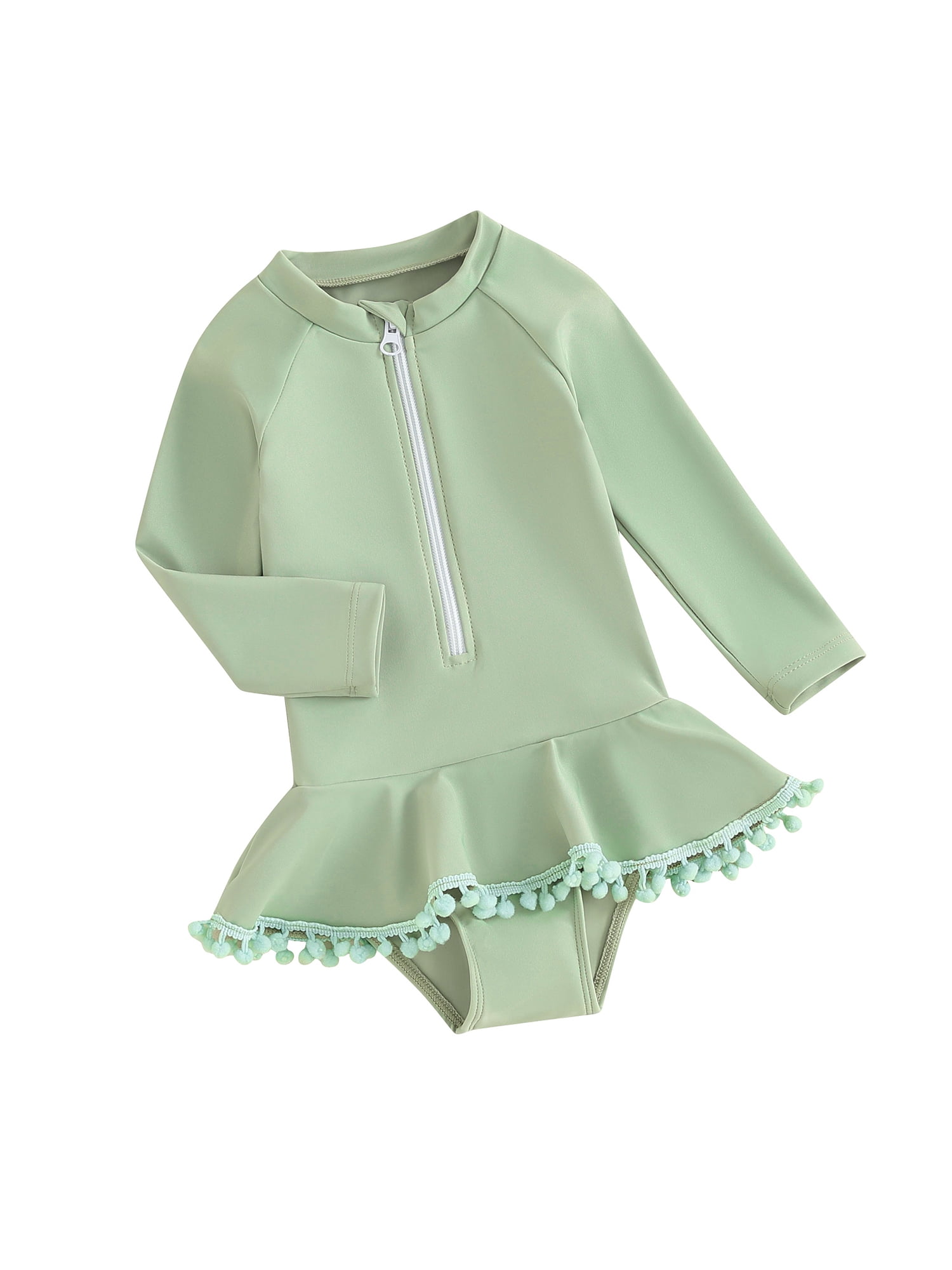 Arvbitana Kids Girls Rash Guard Swimsuit Long Sleeve Solid Color ...