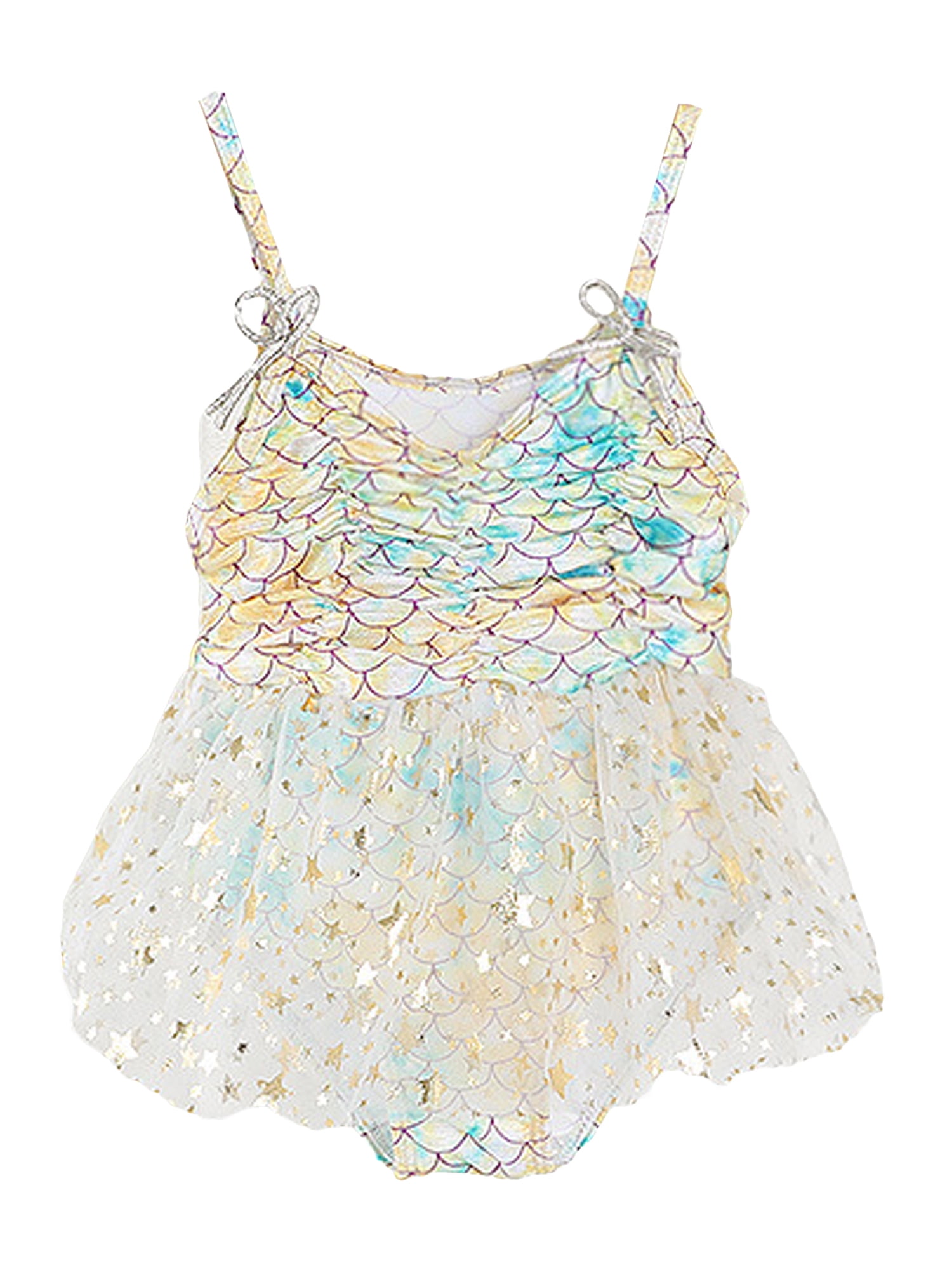 Arvbitana Little Girl Swimsuit Fish Scale Sleeveless Strap Tutu ...
