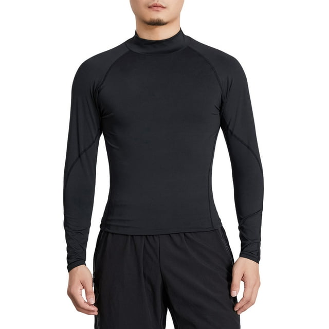Arvbitana Men's Long Sleeve Workout Tops Mock Neck Slim Fit Pullovers ...