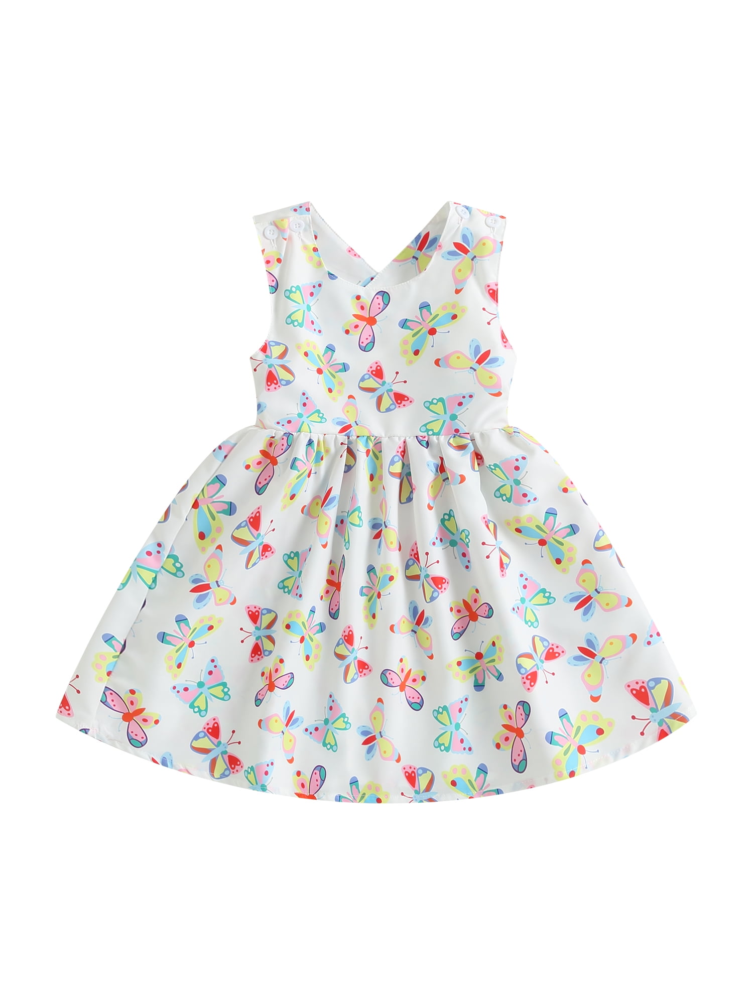 Arvbitana Toddler Girl Sleeveless Casual Dresses Summer Beach Cross Backless Butterfly Print A ...