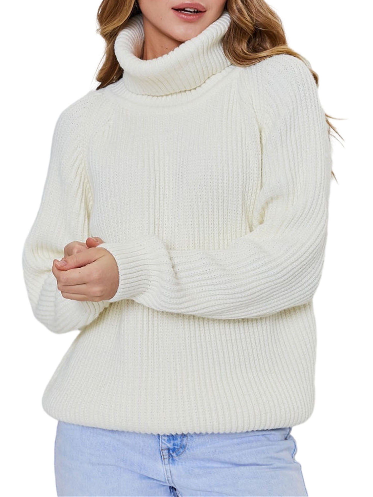 Arvbitana Women's Oversized Knit Sweaters Solid Color Long Sleeve ...