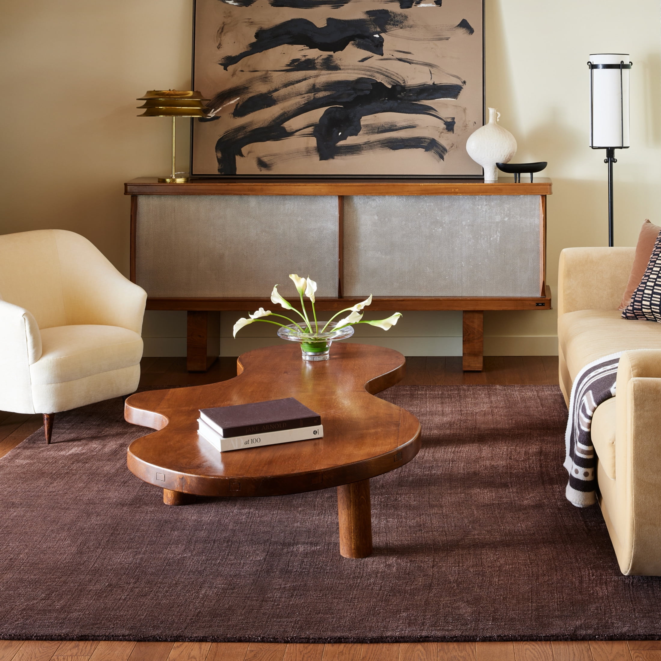 Rugs USA Arrel Speckled Wool-Blend Area Rug, 6' x 9', Arrel Truffle ...