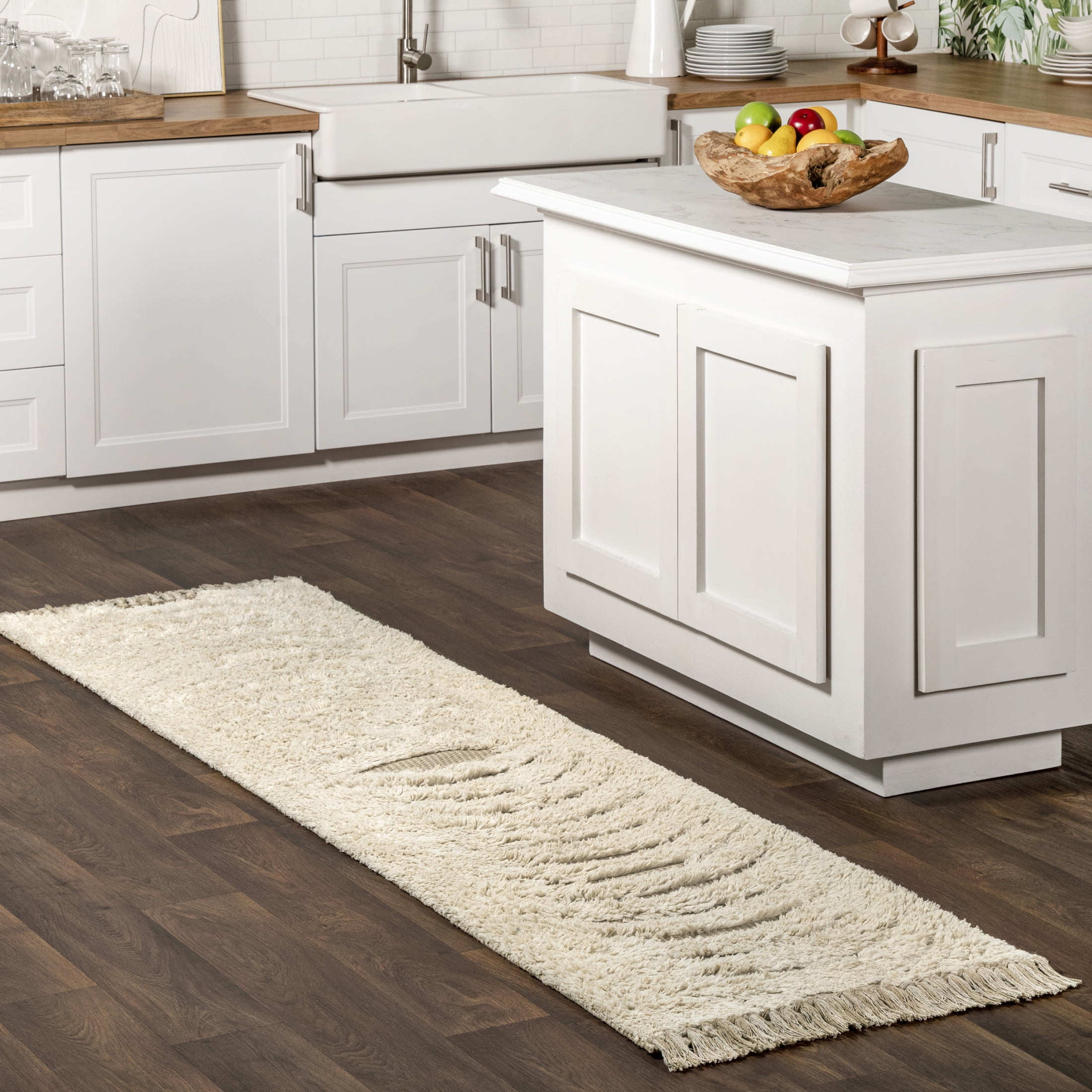 Rugs USA Riley Textured Shag Area Rug, 2' x 8', Runner, Ceagan Cream ...
