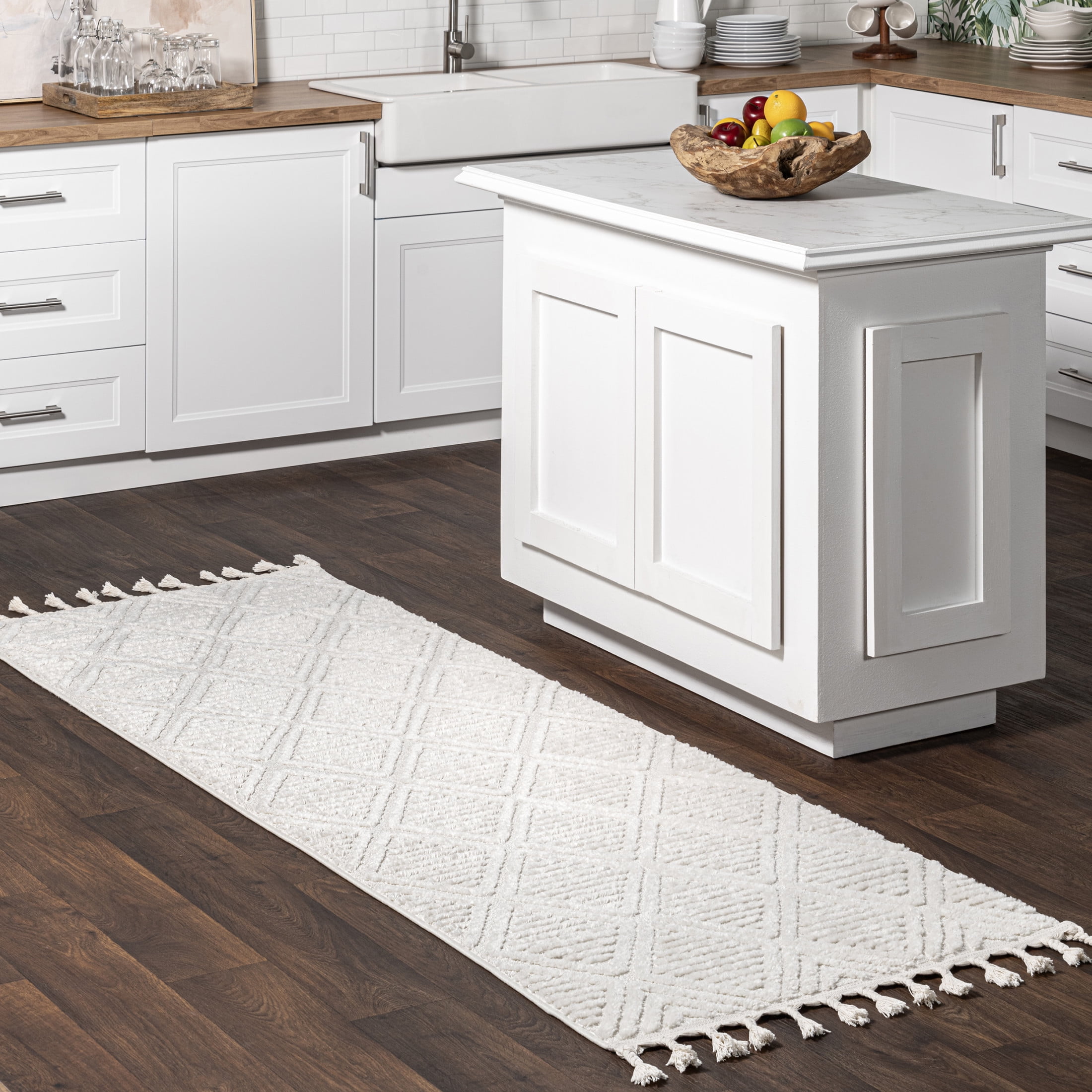 Rugs USA Balboa Textured Tile Area Rug, 2' 6" x 6', Runner, Aelinn ...