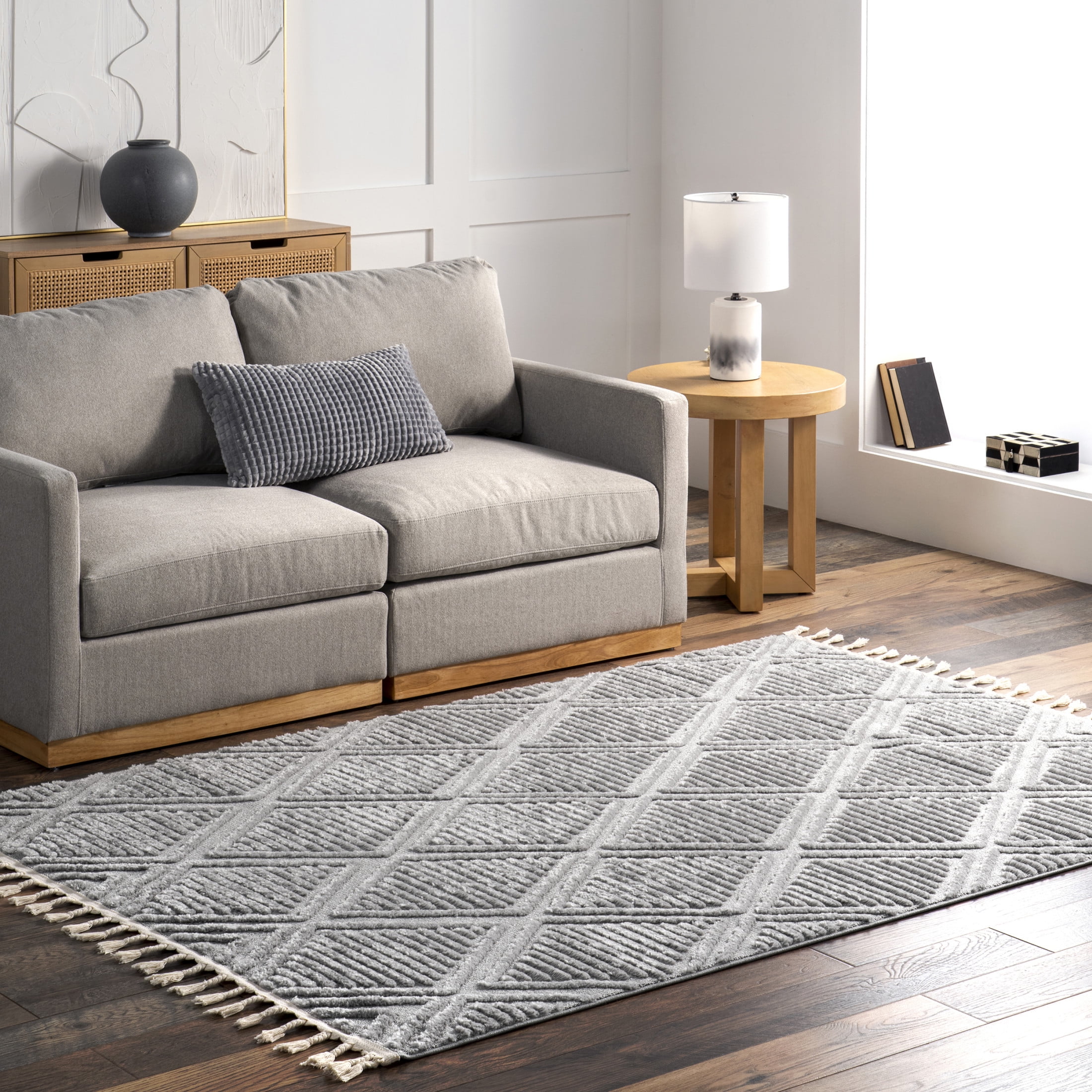 Rugs USA Balboa Textured Tile Area Rug, 4' x 6', Aelinn Grey - Walmart.com
