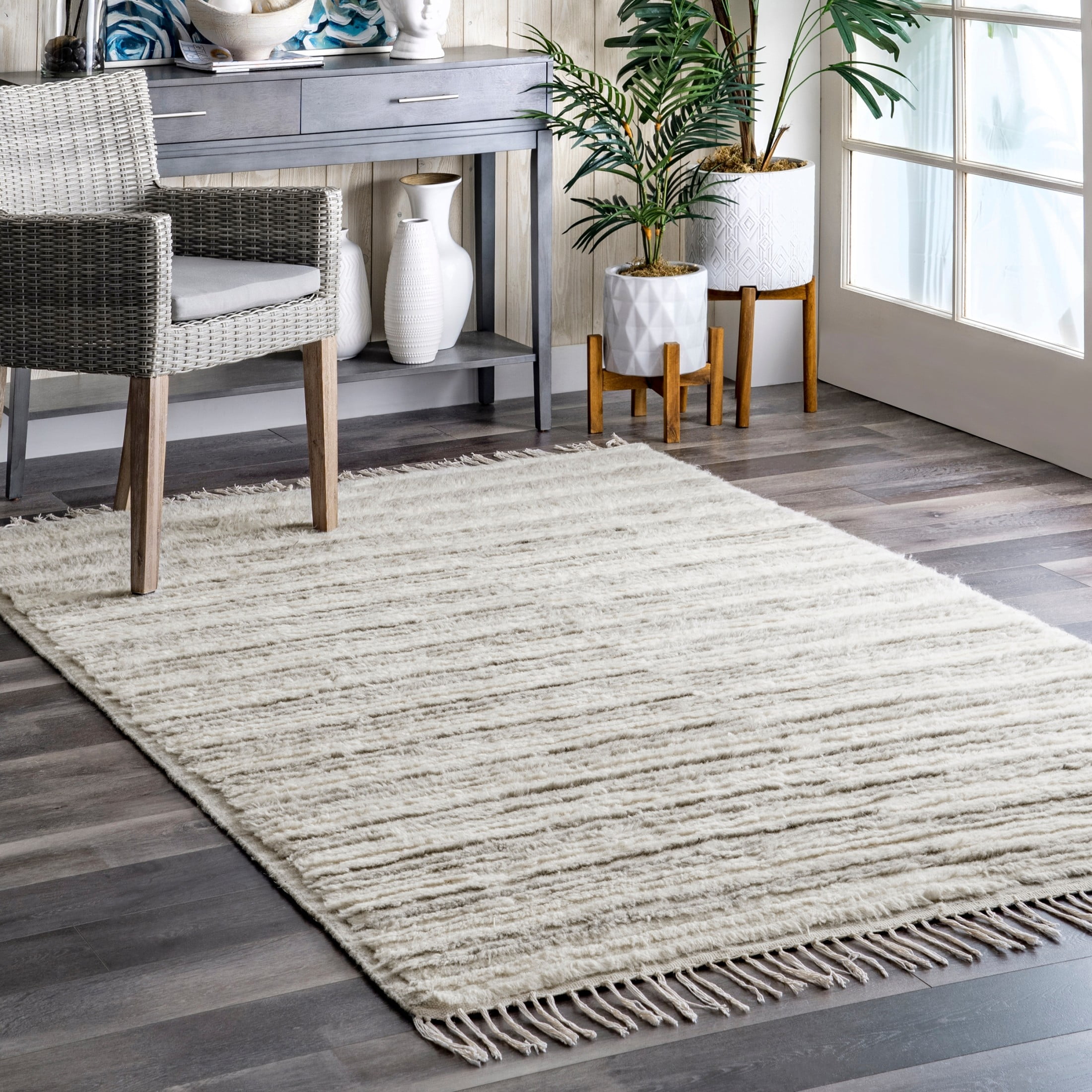 Rugs USA Fred Striped Shag Area Rug, 5' x 8', Yaretzi Grey - Walmart.com