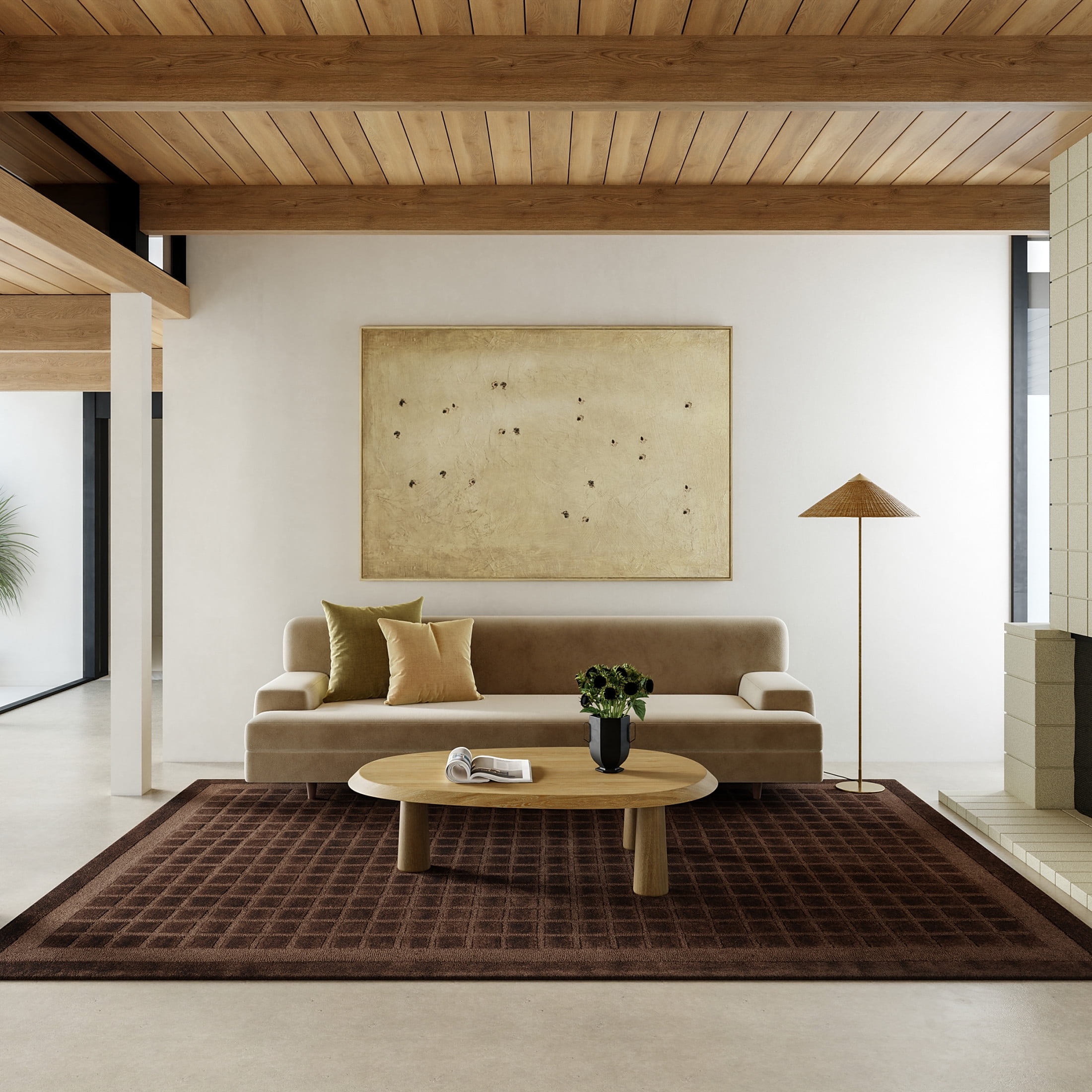 Rugs USA Fritz Checkered Wool Area Rug, 2' 6" x 8', Runner, Fritz Brown ...