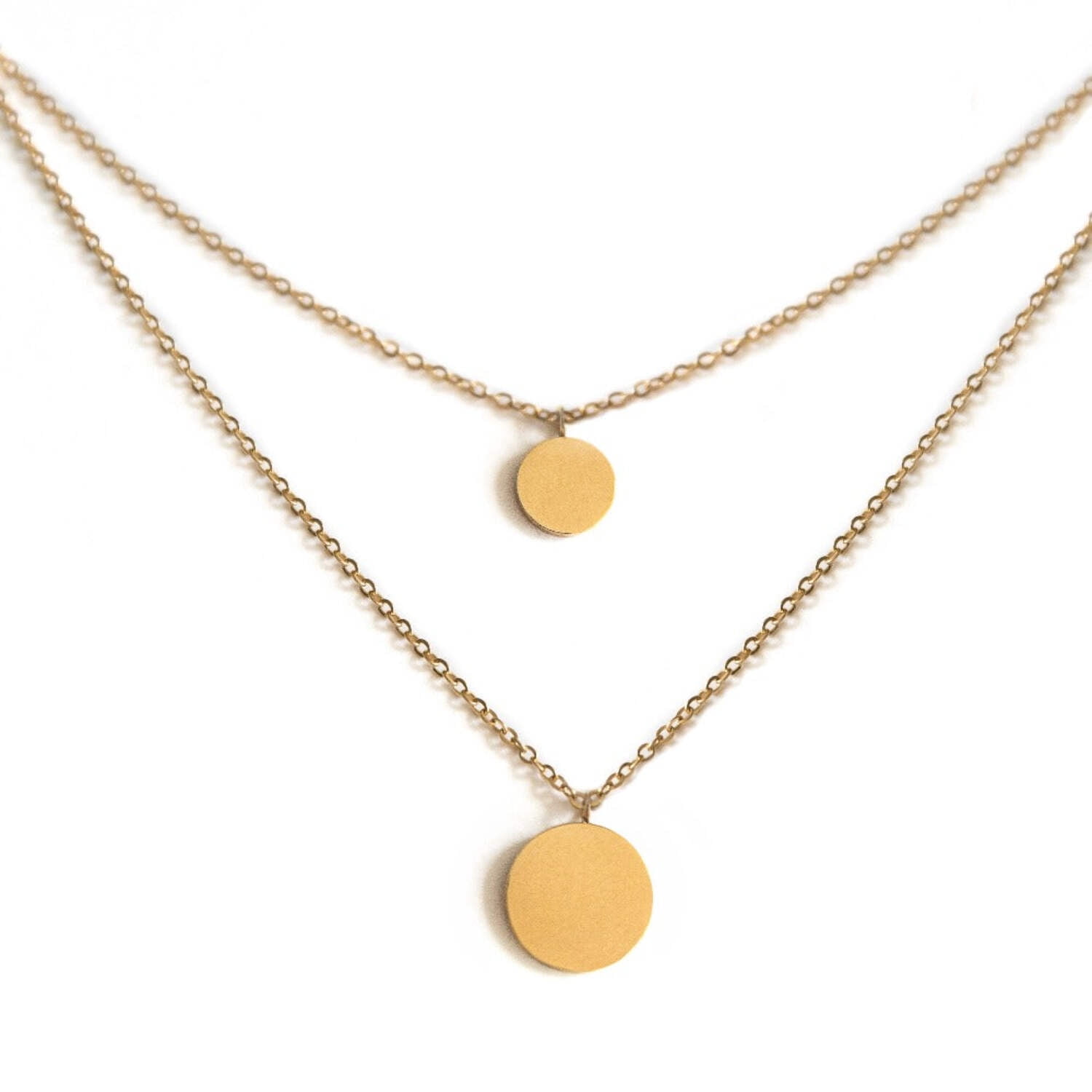 Arvo Layered Double Disc Necklace - Gold - Walmart.com