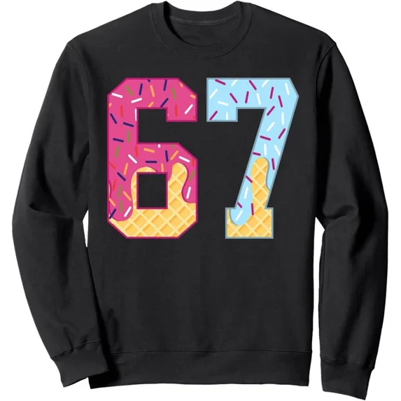 Arvy 67 Ice Cream Drip Six Seven Gen Alpha Slang Unisex Crewneck ...
