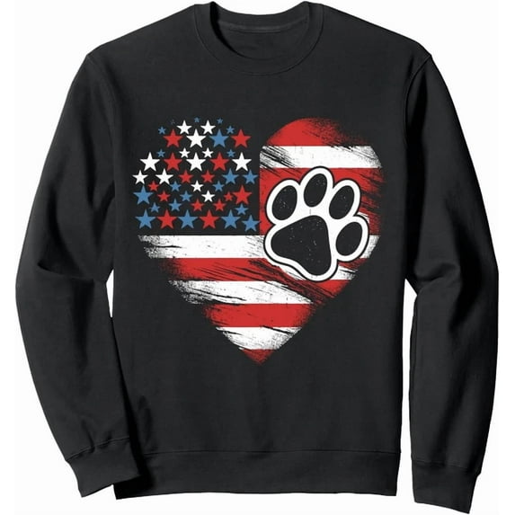Arvy American Flag Dog and Cat Paw Patriotic Unisex Crewneck Sweatshirt ...