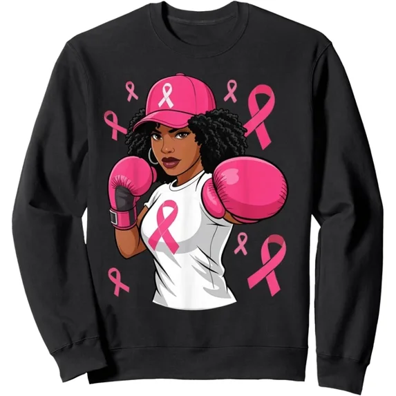 Arvy Black African American Afro Pink Ribbon Unisex Crewneck Sweatshirt ...
