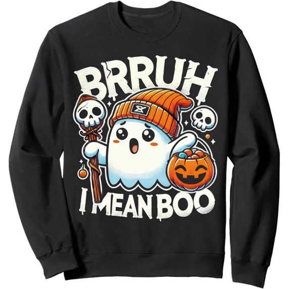 Arvy Bruh Ghost Cute Ghost Bruh Design Unisex Crewneck Sweatshirt ...
