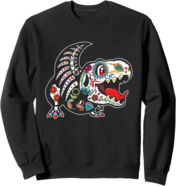 Arvy Calavera T-Rex Dia De Los Muertos Dinosaur Unisex Crewneck ...