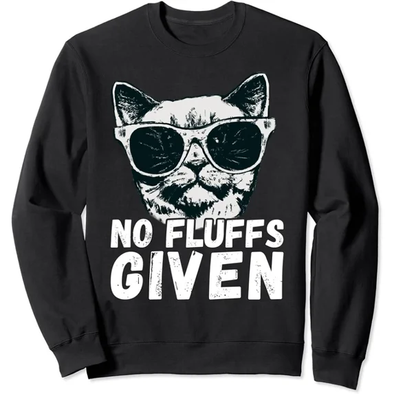 Arvy Cat Joke No Fluffs Given Cat Lover Cat Unisex Crewneck Sweatshirt ...