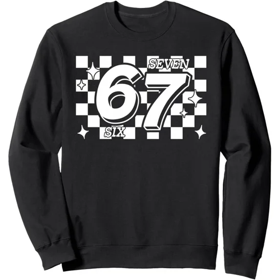 Arvy Checkered Six Seven 6 7 Gen Alpha Slang Unisex Crewneck Sweatshirt ...