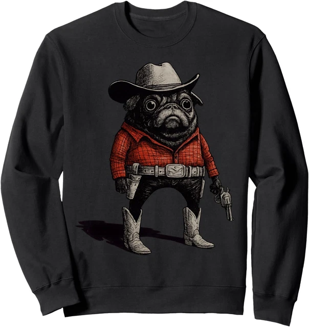 Arvy Cowboy Pug Dog Western Red Pug Unisex Crewneck Sweatshirt ...