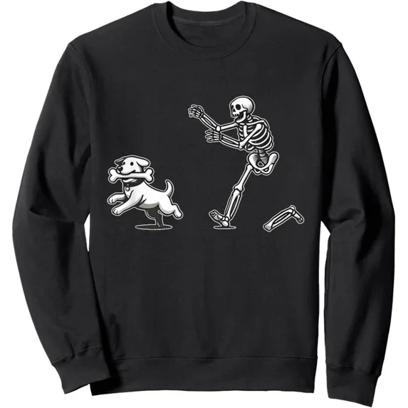 Arvy Dog, Skeleton, Skeleton Chasing Dog Unisex Crewneck Sweatshirt ...