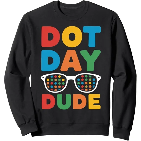 Arvy Happy Dot Day Dotted Dude Glasses Colorful Polka Unisex Crewneck ...