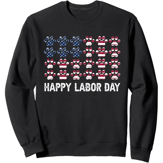 Arvy Happy Labor Day Patriotic Dog Lover American Flag Unisex Crewneck ...