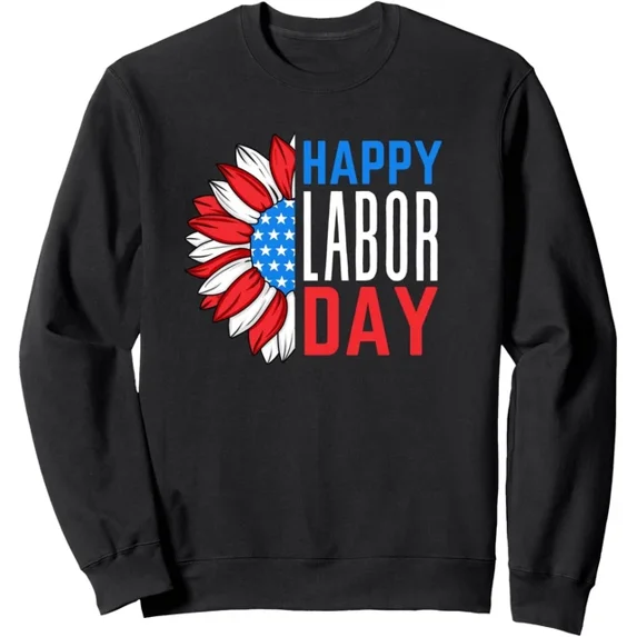 Arvy Happy Labor Day Sunflower American Flag Unisex Crewneck Sweatshirt ...