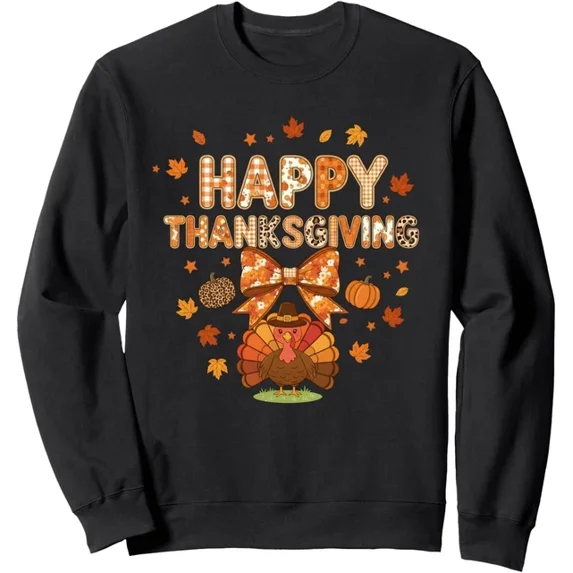 Arvy Happy Thanksgiving Turkey Family Dinner Fall Unisex Crewneck ...