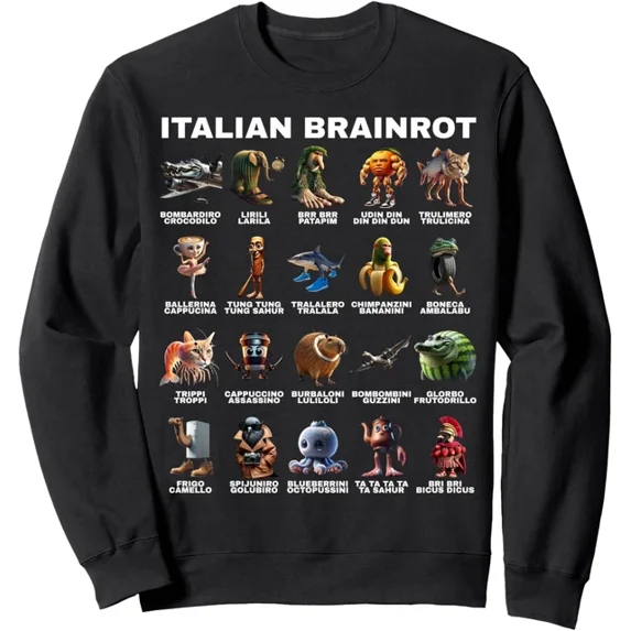 Arvy Italian Brainrot Characters Collage Gen Z Unisex Crewneck ...