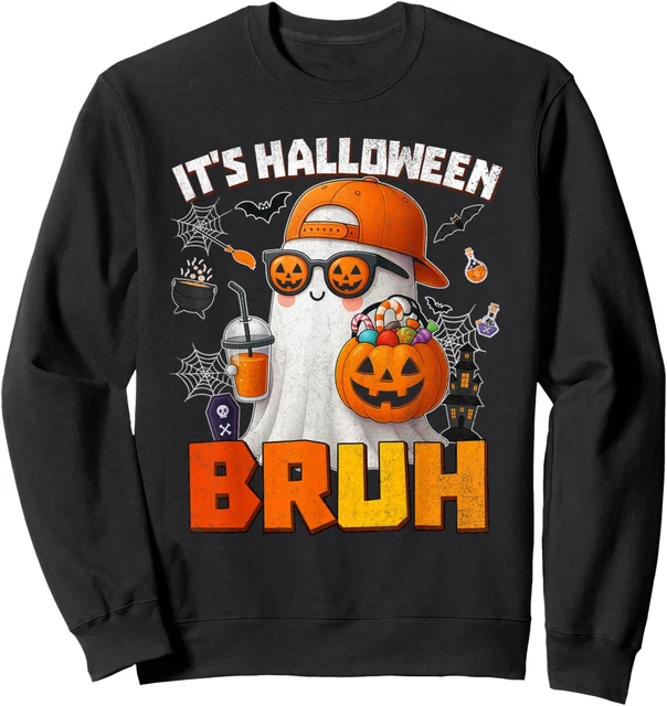 Arvy Its Bruh Boo Ghost Pumpkin Unisex Crewneck Sweatshirt - Walmart.com