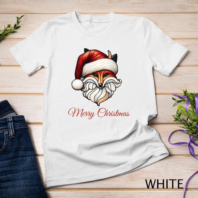 Arvy Jolly Stained Glass Santa Fox Graphic Tee Funny Christmas Shirt ...