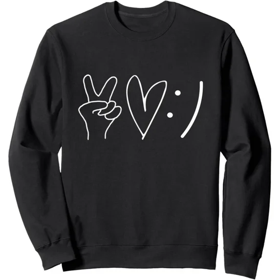 Arvy Peace Love Smile Happiness Hand Heart Face Unisex Crewneck ...
