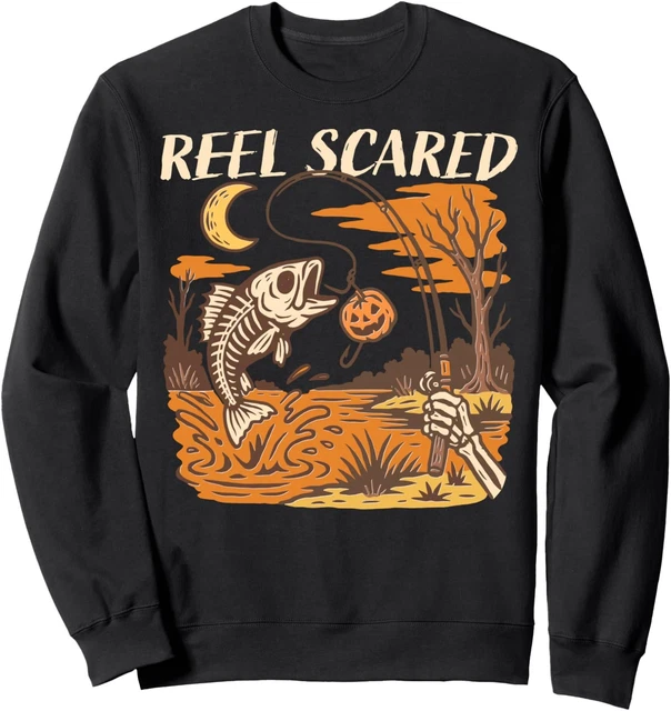 Arvy Reel Scared Fall Fishing Skeleton Unisex Crewneck Sweatshirt ...
