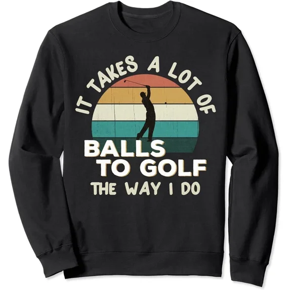 Arvy Retro Golfer Joke Fun Vintage Sunset Playing Golf Unisex Crewneck ...