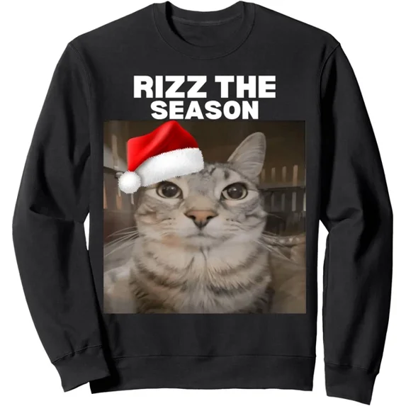 Arvy Rizz The Season Cat XmaS Unisex Crewneck Sweatshirt - Walmart.com
